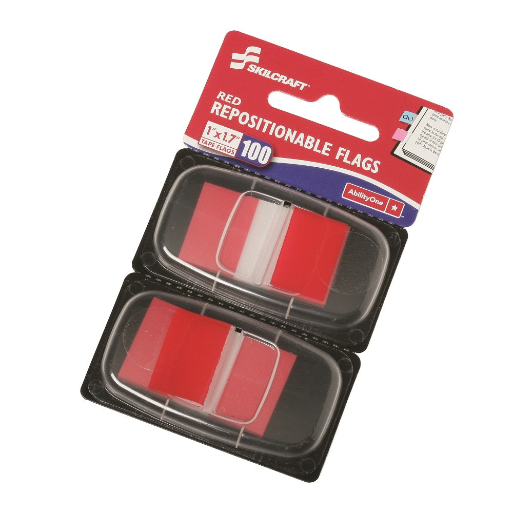 SKILCRAFT Self-Stick Repositionable Flags - Red - NSN 7510-01-315-2019
